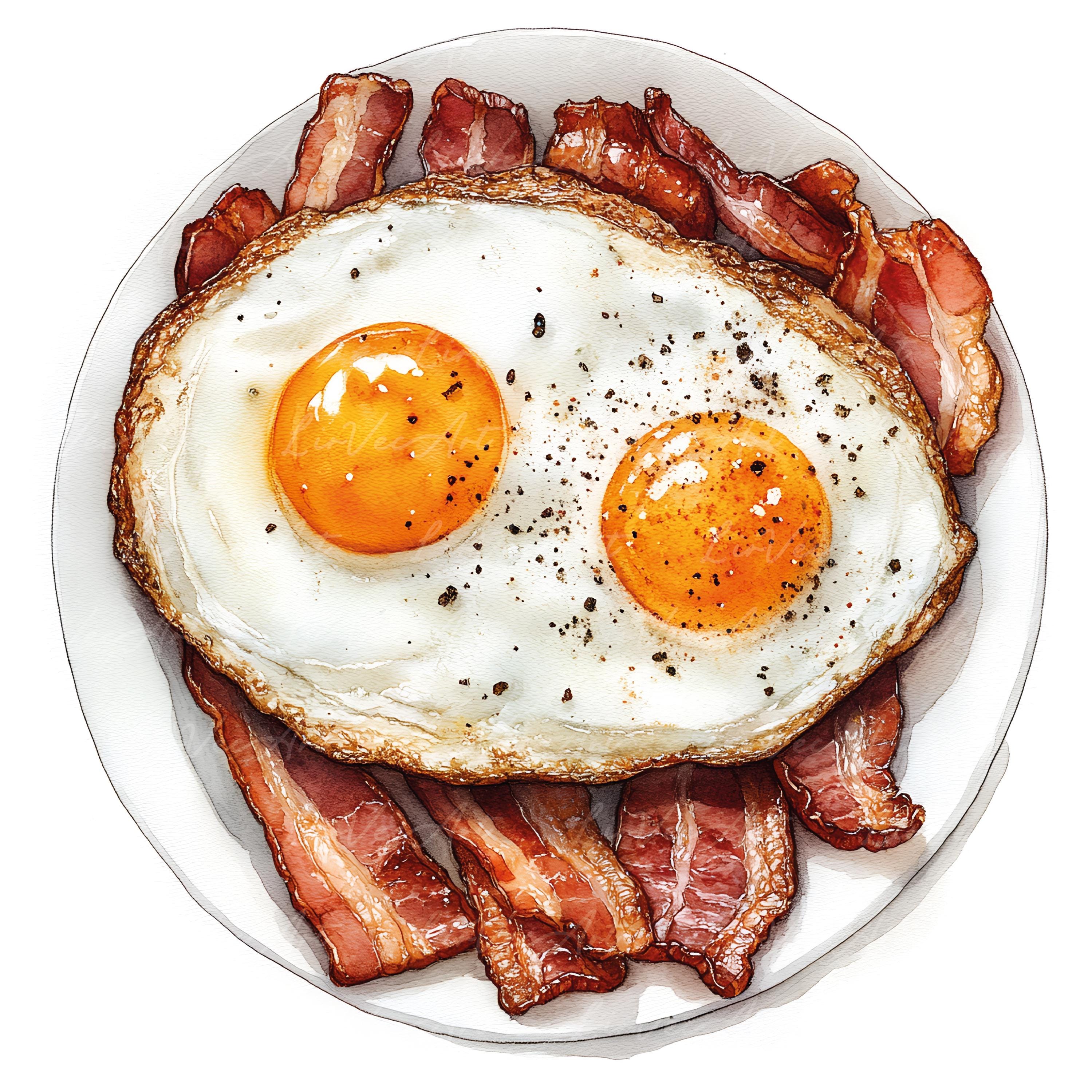 Watercolor Bacon and Eggs Clipart – 23 Breakfast Food Illustrations ...