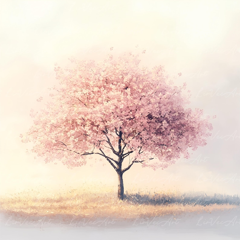 25 Cherry Blossom Tree Clipart, Sakura Tree Watercolor Illustration ...