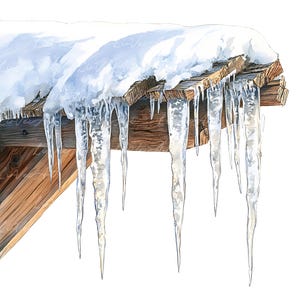 Watercolor Icicles Clipart Set – 45 Winter Frozen Roof, Snowy Branch ...