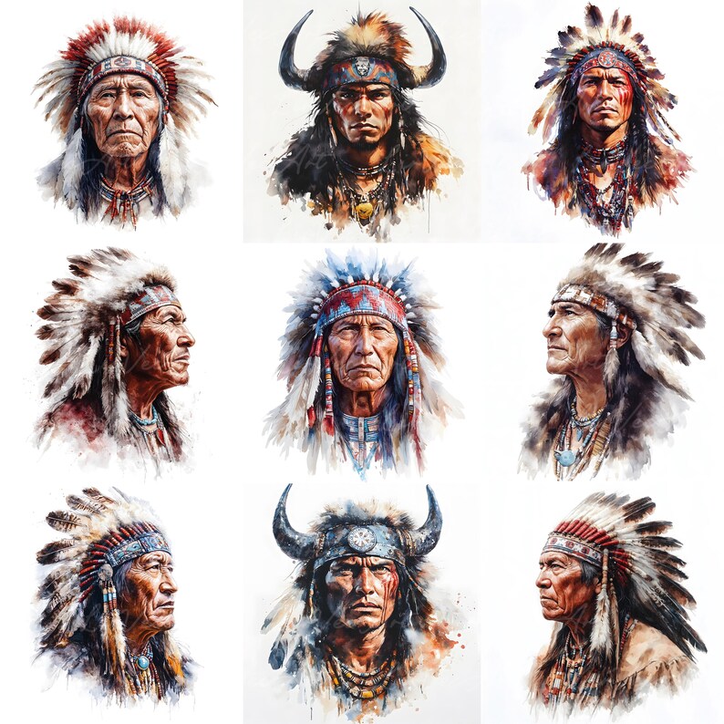 28 Realistic Watercolor Portraits of Native American Chiefs and ...