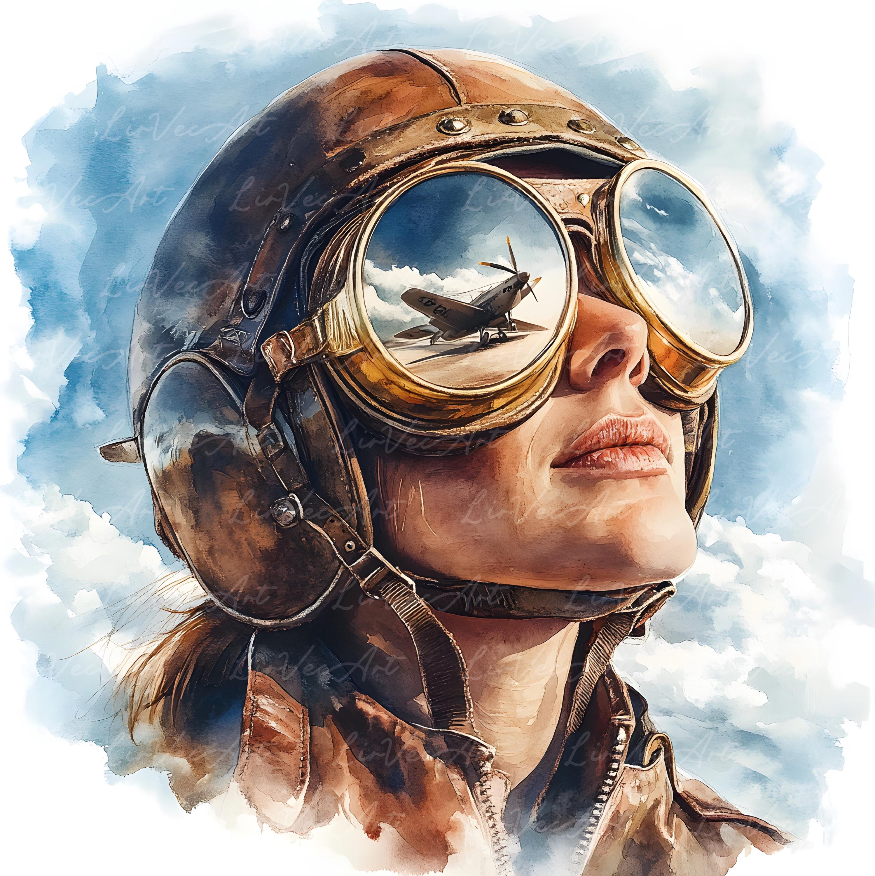 Aviator Reflections – 35 Realistic Watercolor Pilot & Sunglasses Art ...