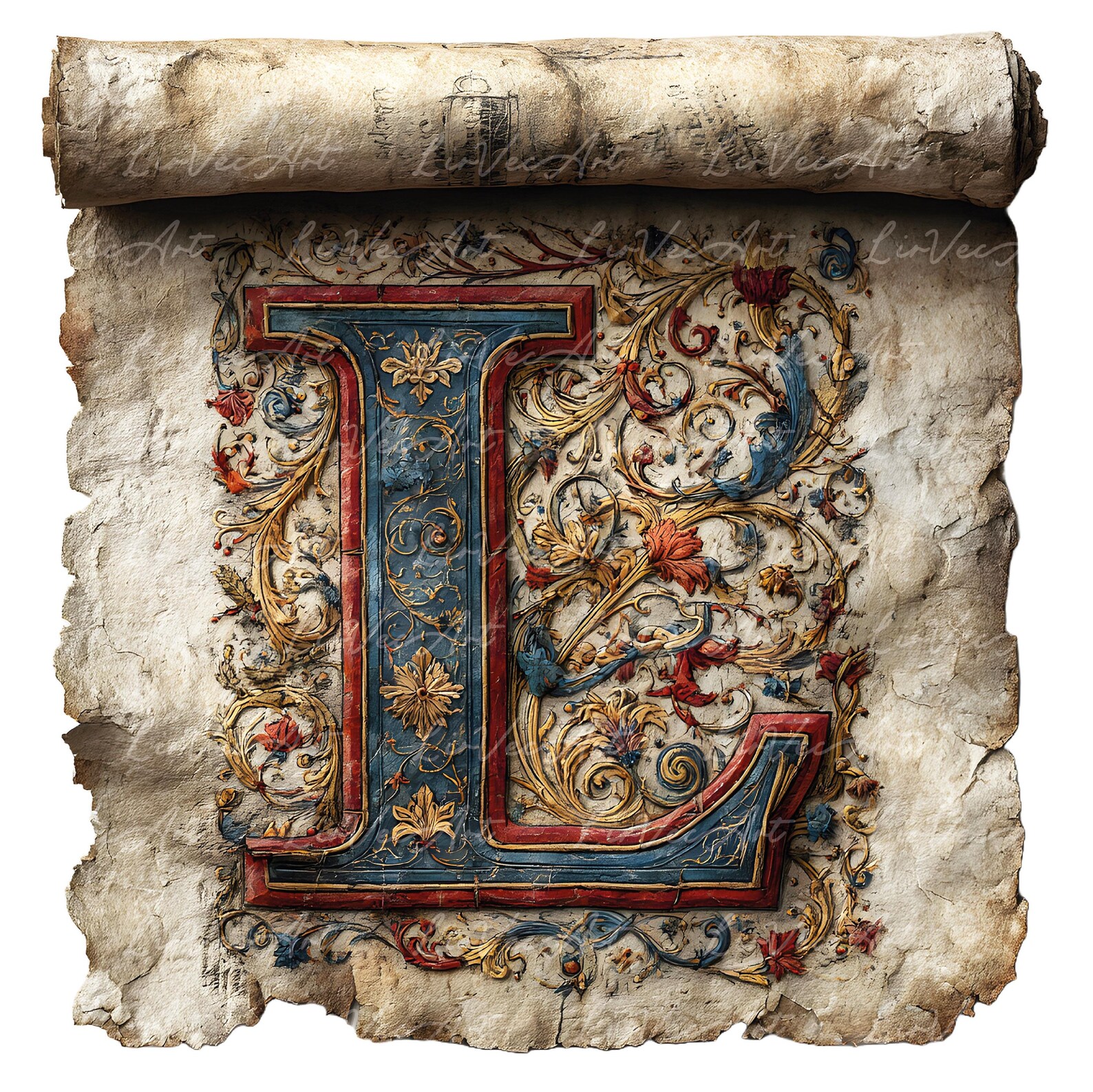 Medieval Scroll Alphabet – 36 Ancient Illuminated Manuscript Scrolls ...