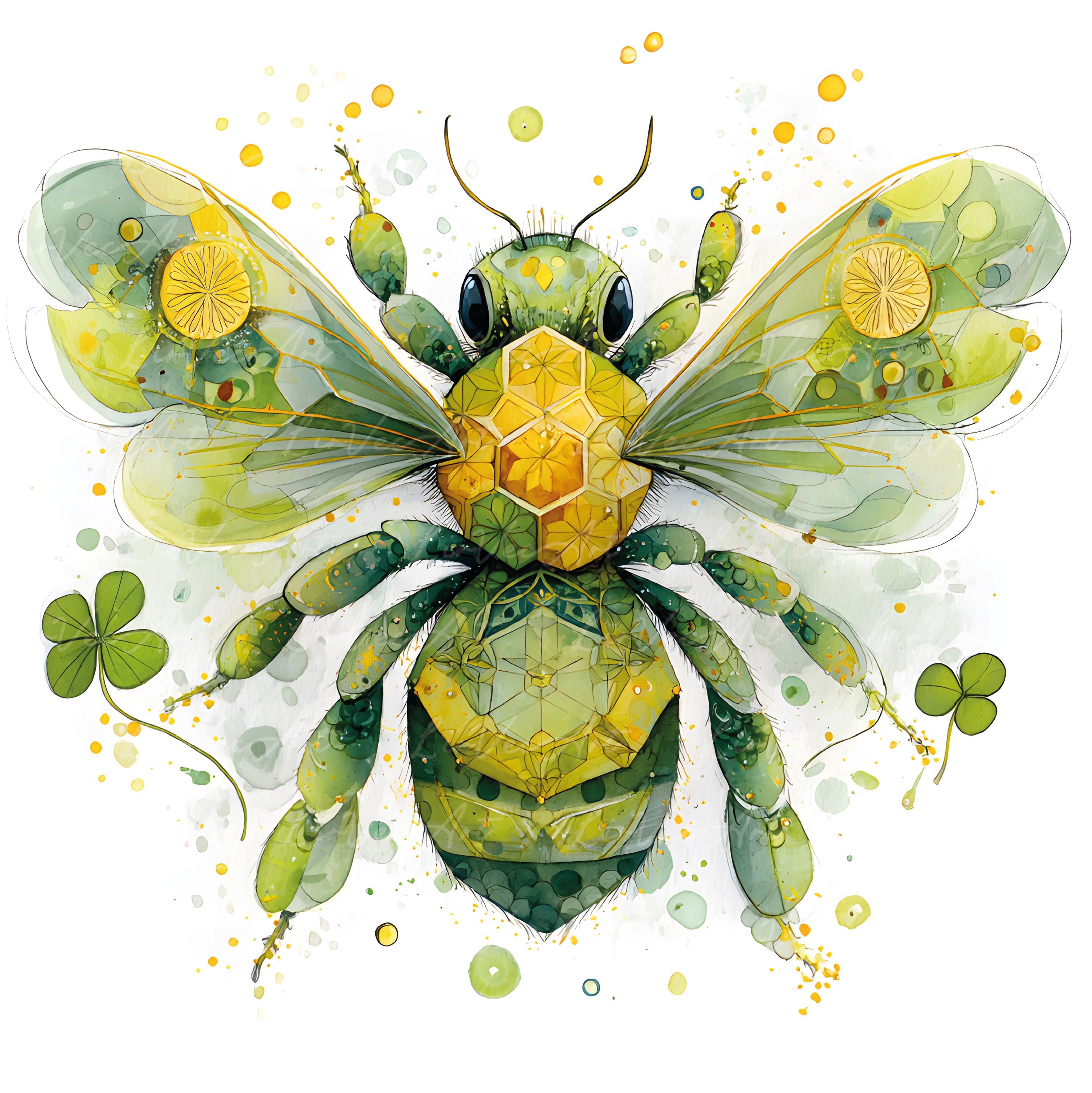 Bee & Bumblebee Clipart – 40 Watercolor Insects With Floral Patterns ...