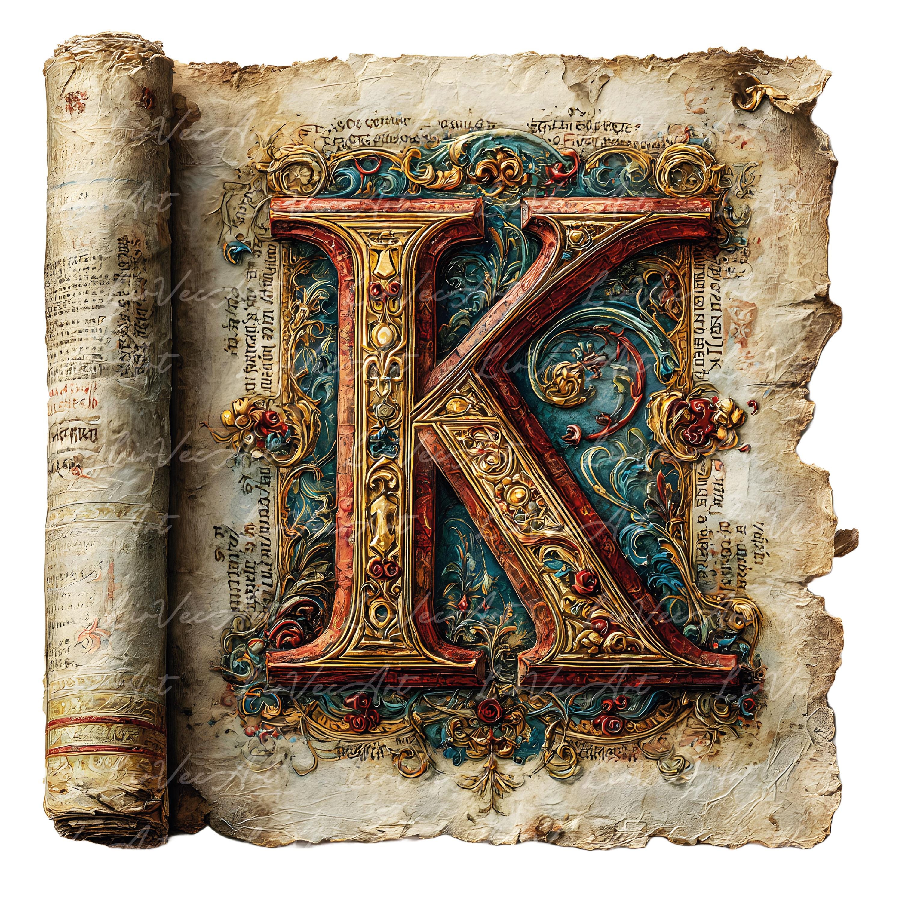 Medieval Scroll Alphabet – 36 Ancient Illuminated Manuscript Scrolls ...