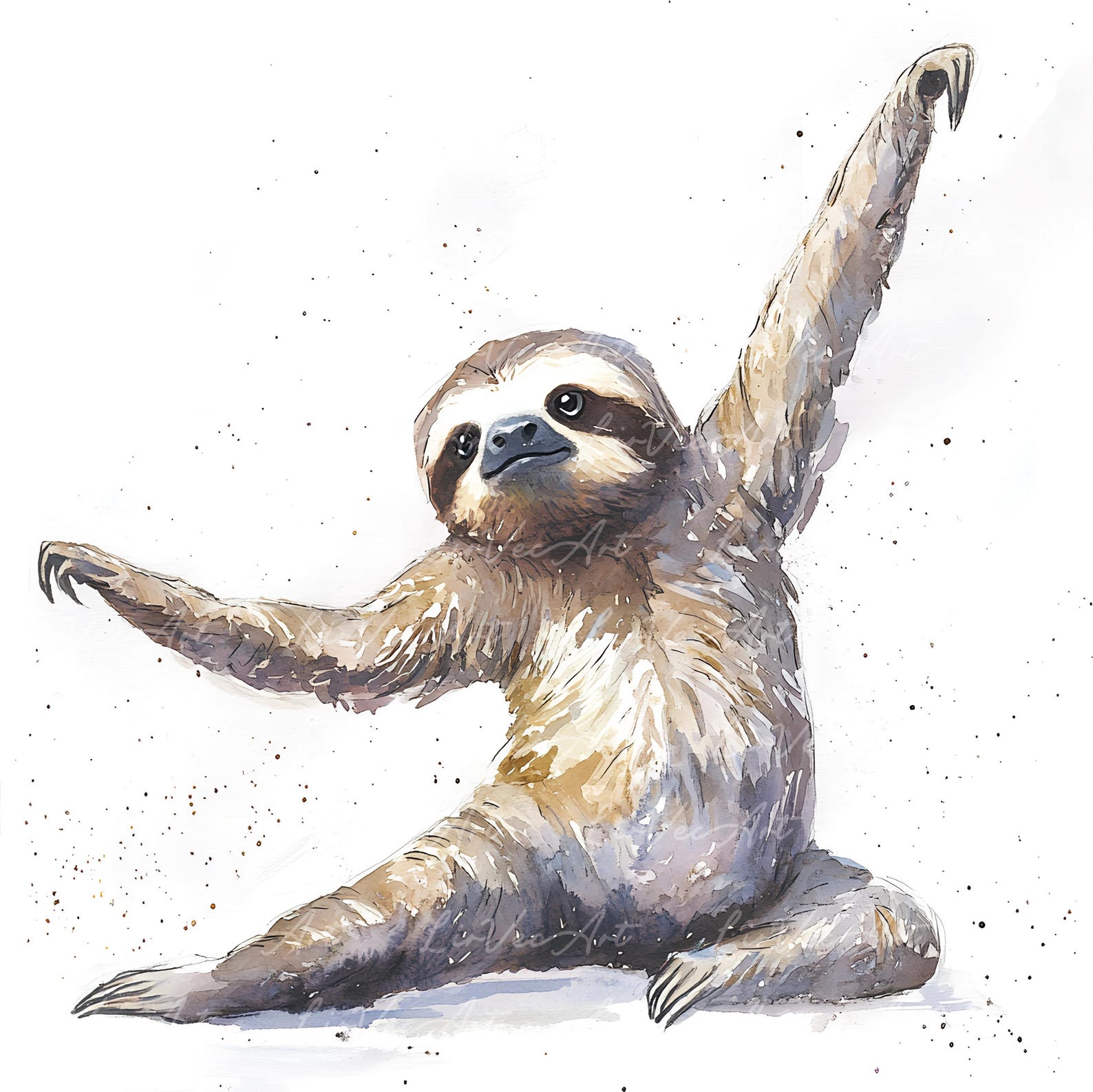 Relaxing Yoga Sloths Clipart – Funny Zen Sloth Illustrations, Yoga ...