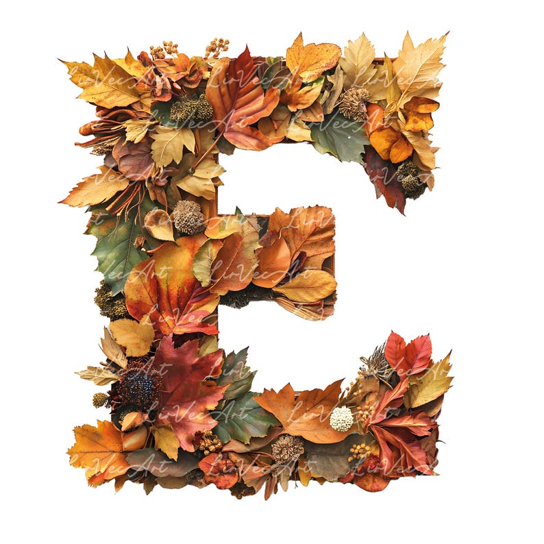 36 Autumn Alphabet & Numbers Clipart Set – Fall Leaves Floral Font ...