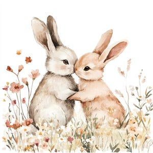 Watercolor Love Bunnies Clipart – 19 Romantic Bunny Couple ...