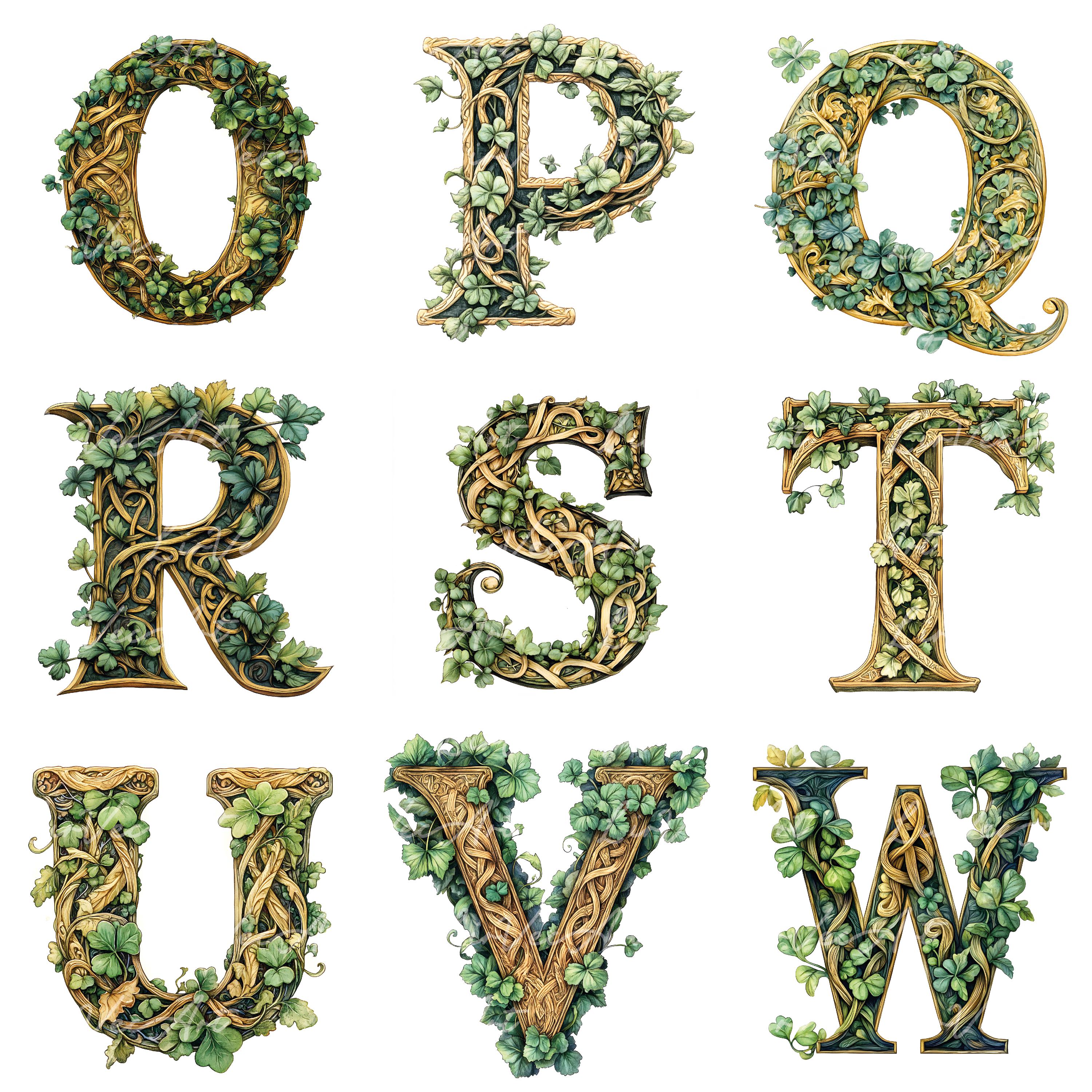 Celtic Alphabet Clipart Set – 36 Decorative Letters and Numbers ...