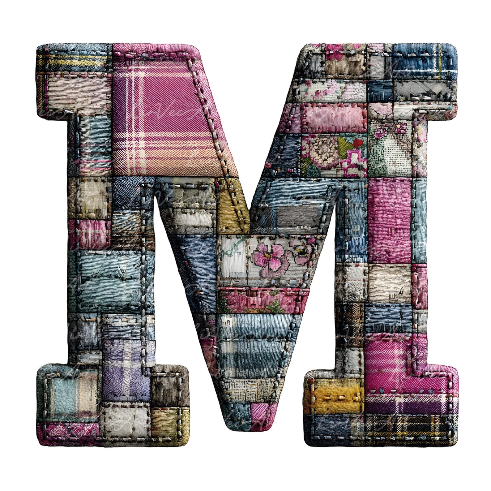 Patchwork Alphabet Letters and Numbers Clipart, Fabric Quilt Font ...