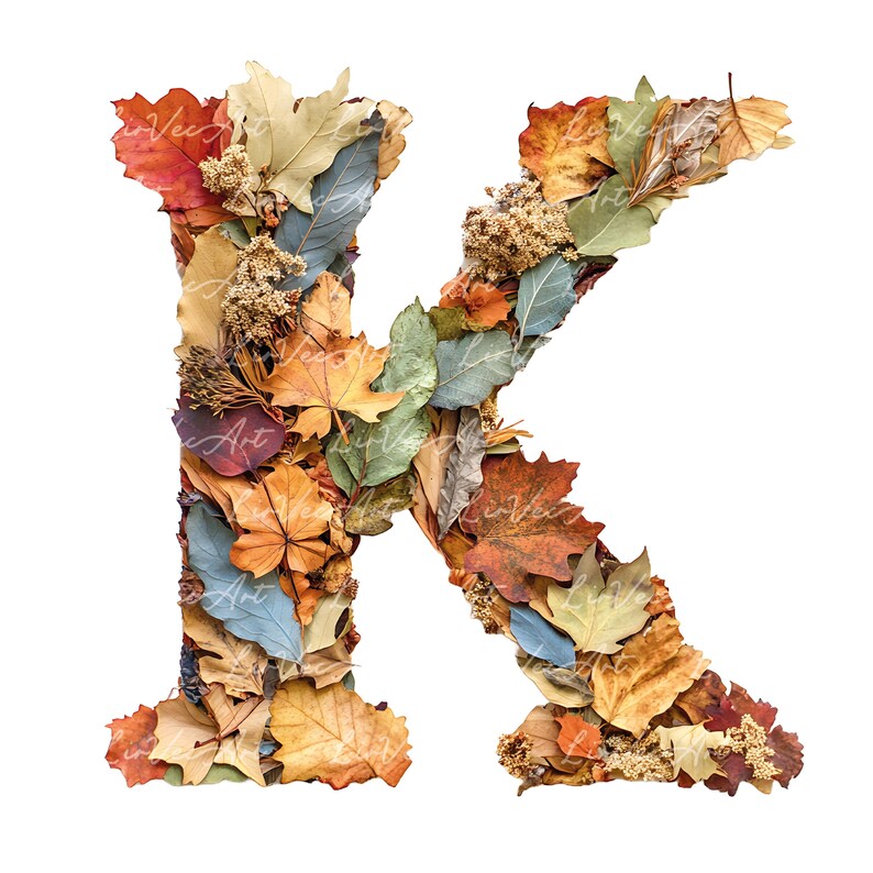 36 Autumn Alphabet & Numbers Clipart Set – Fall Leaves Floral Font ...