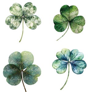 Clover Leaf Clipart Bundle – 33 Watercolor Four-leaf and Three-leaf ...