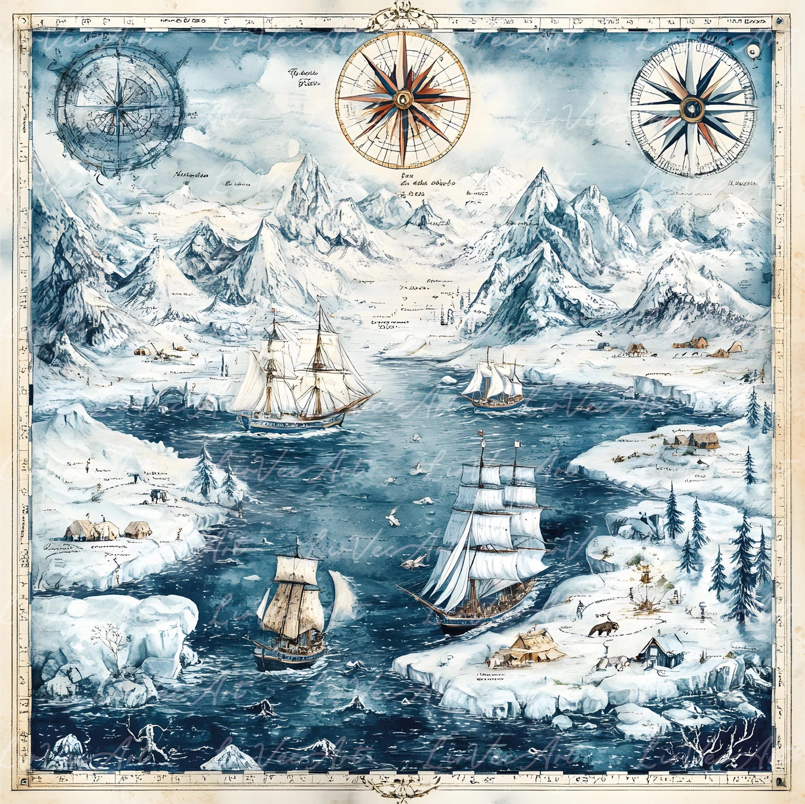 30 Vintage Nautical Explorer Maps Clipart – Old World Sea Charts ...