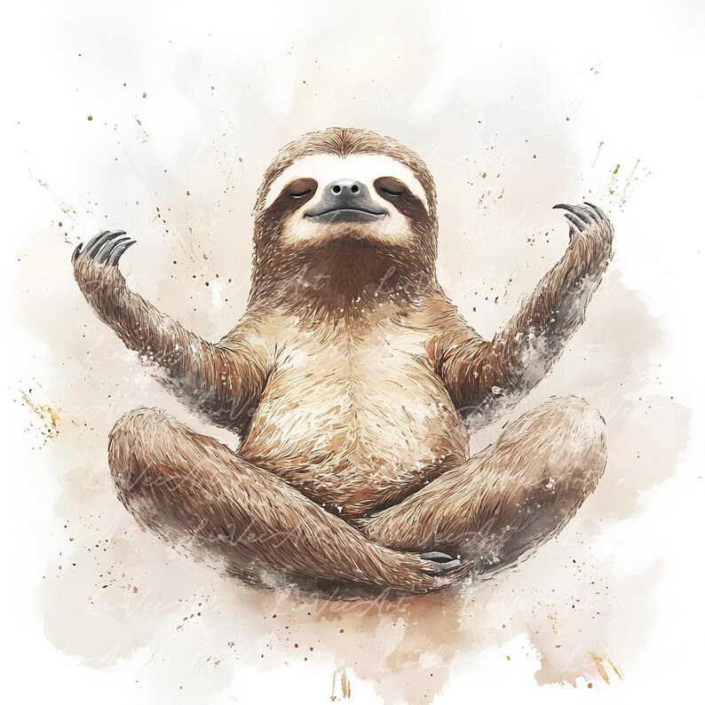 14 Relaxing Yoga Sloths Clipart – Funny Zen Sloth Illustrations ...