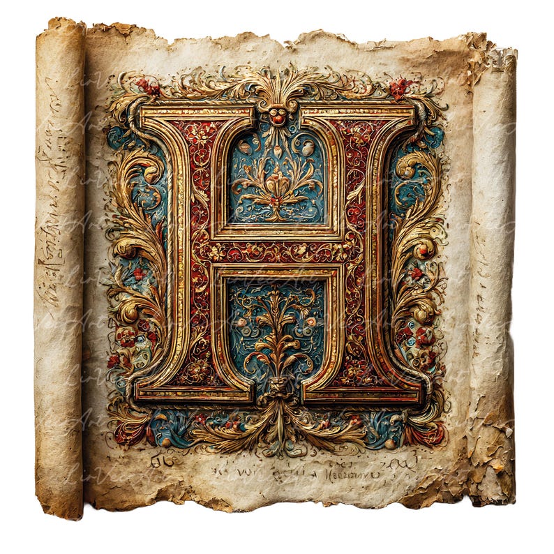 Medieval Scroll Alphabet – 36 Ancient Illuminated Manuscript Scrolls ...