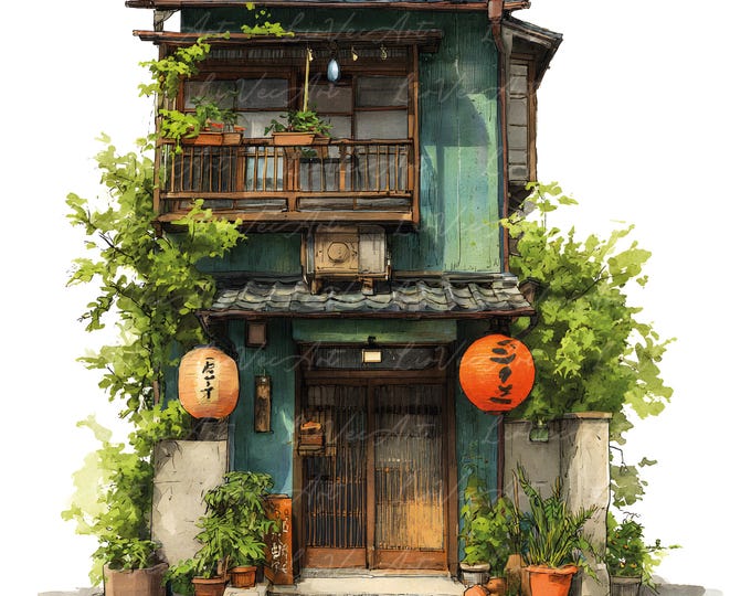 Watercolor Japanese House Clipart – 30 Traditional Shops, Ramen Stalls ...