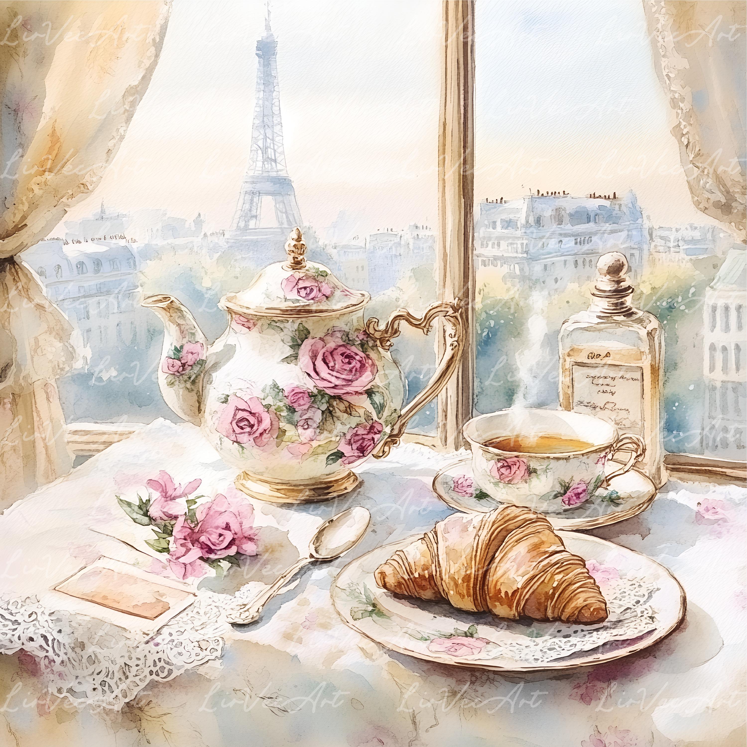 Shabby Chic Tea Set Clipart - 20 Watercolor Vintage Illustrations ...