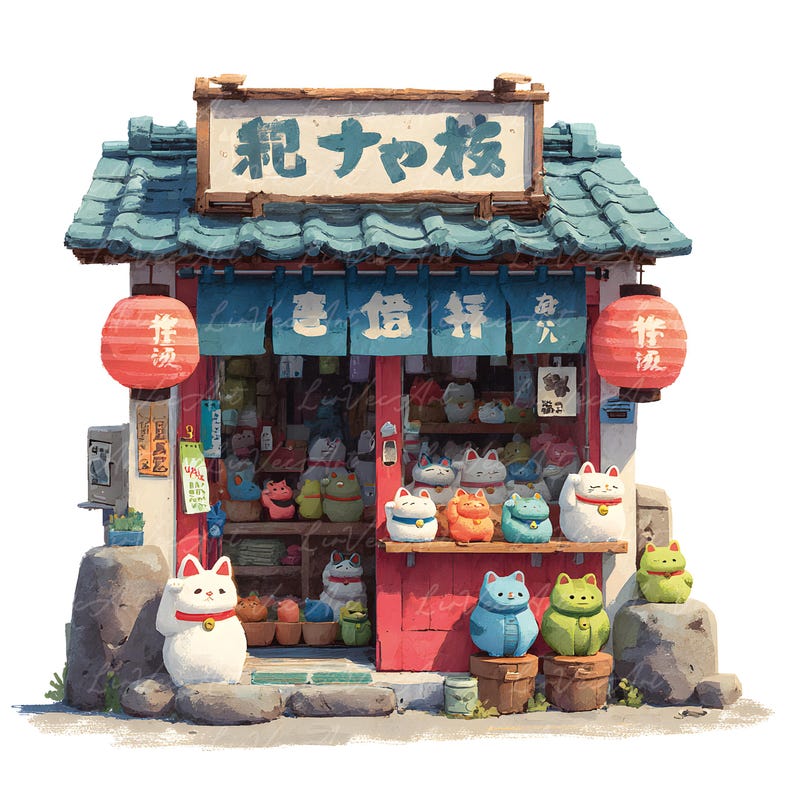 Kawaii Japanese Shop Clipart – 28 Anime-style Watercolor Storefronts ...