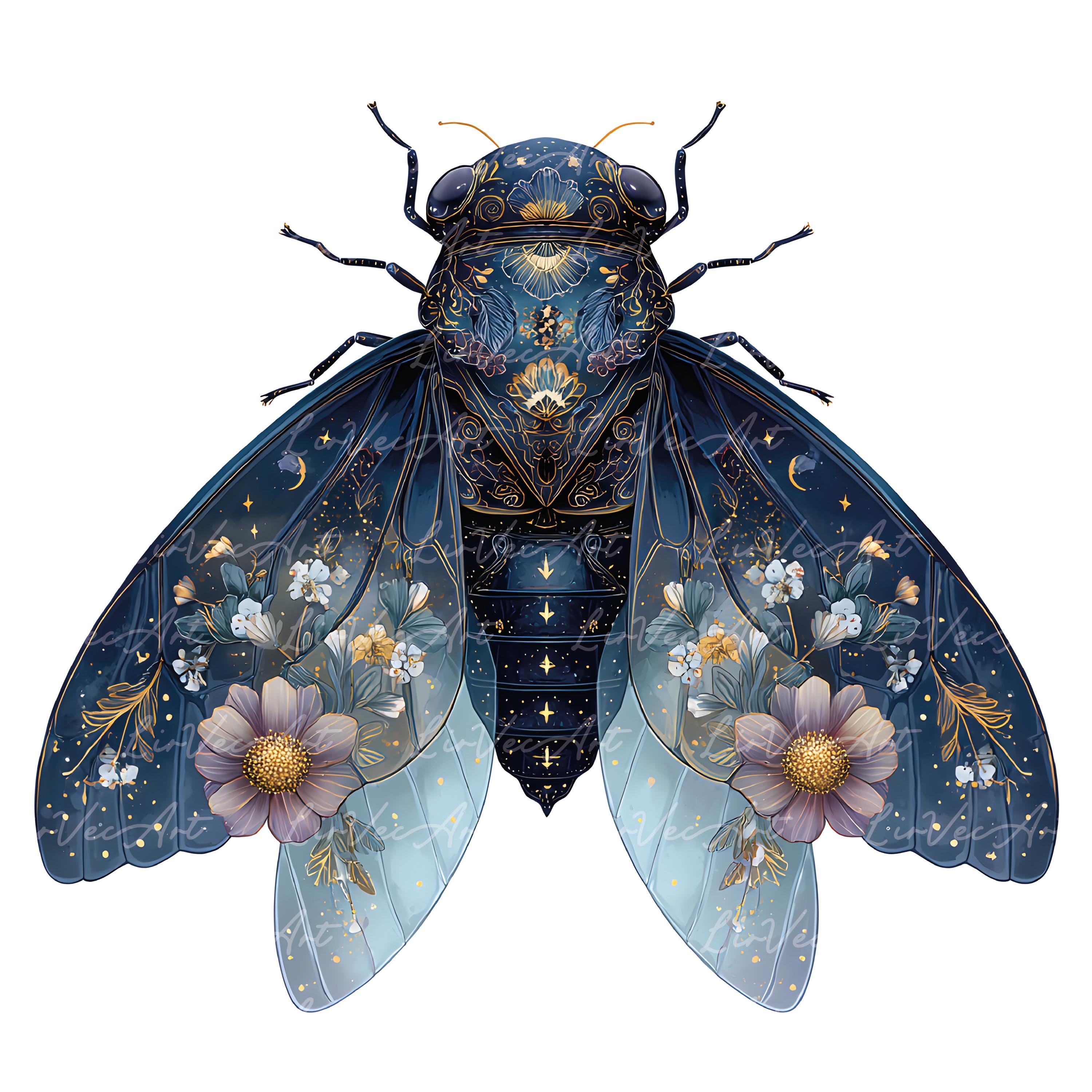Mystical Insect Clipart – 45 Floral Patterned Bugs, Cicadas, Spiders ...