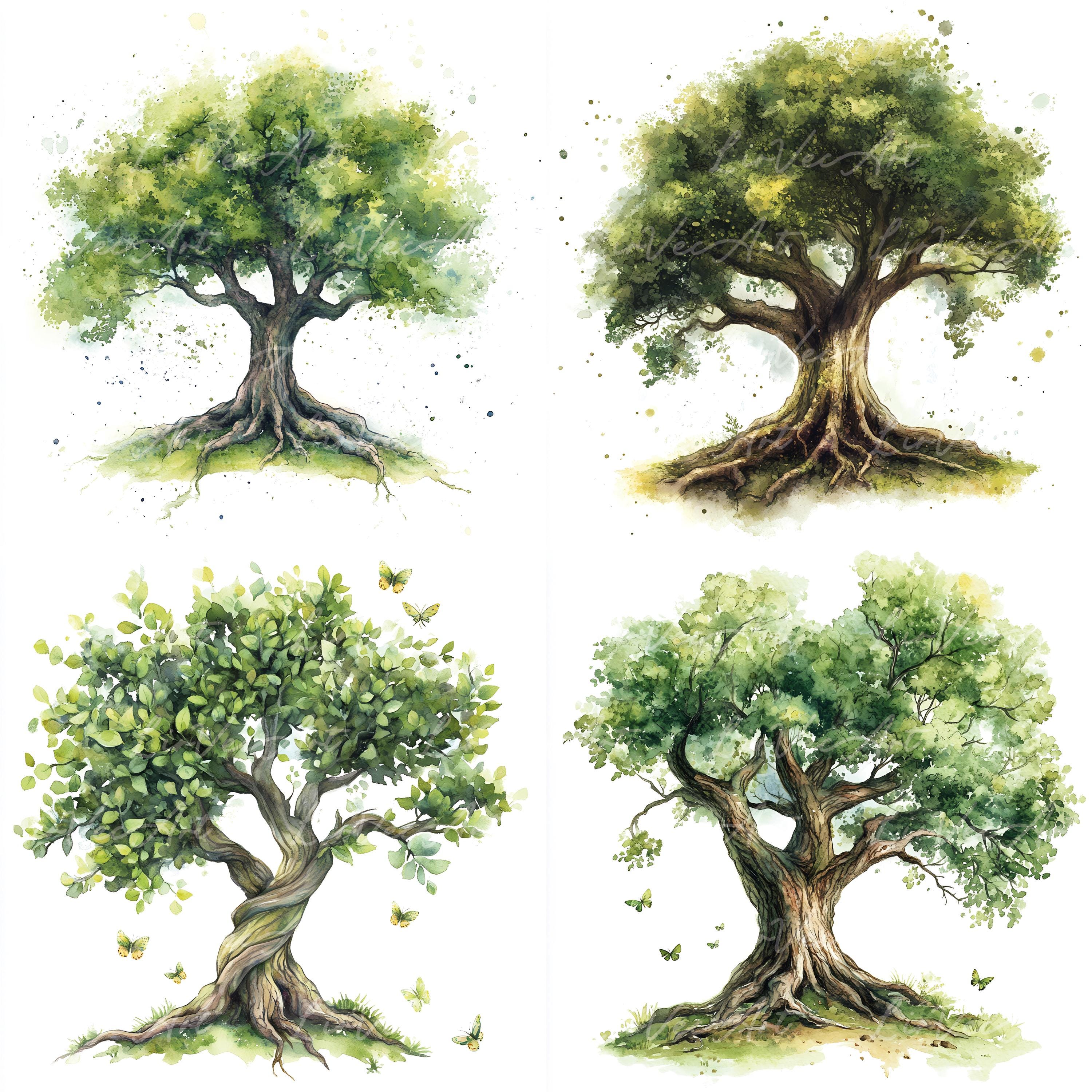 20 Watercolor Trees Clipart – Seasonal Tree Illustrations, Four Seasons ...