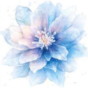 18 Ice Flower Clipart Bundle - Watercolor Frosted Flowers, Digital ...