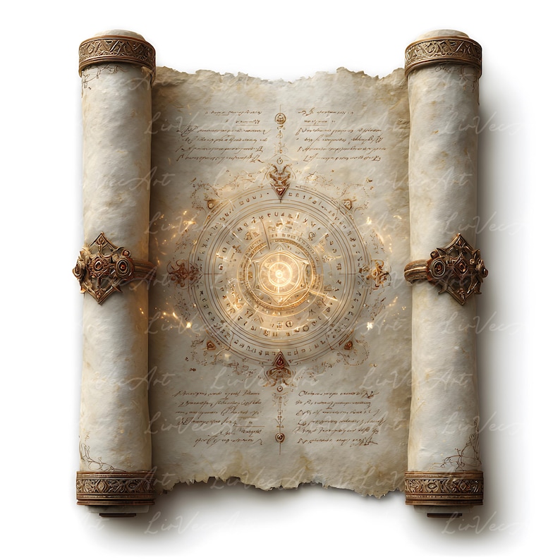 Magic Vintage Scrolls Clipart, 26 Watercolor Fantasy Scrolls, Ancient ...