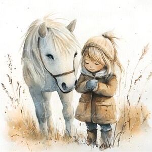 Watercolor Horse & Child Clipart Set – 19 Heartwarming JPG ...