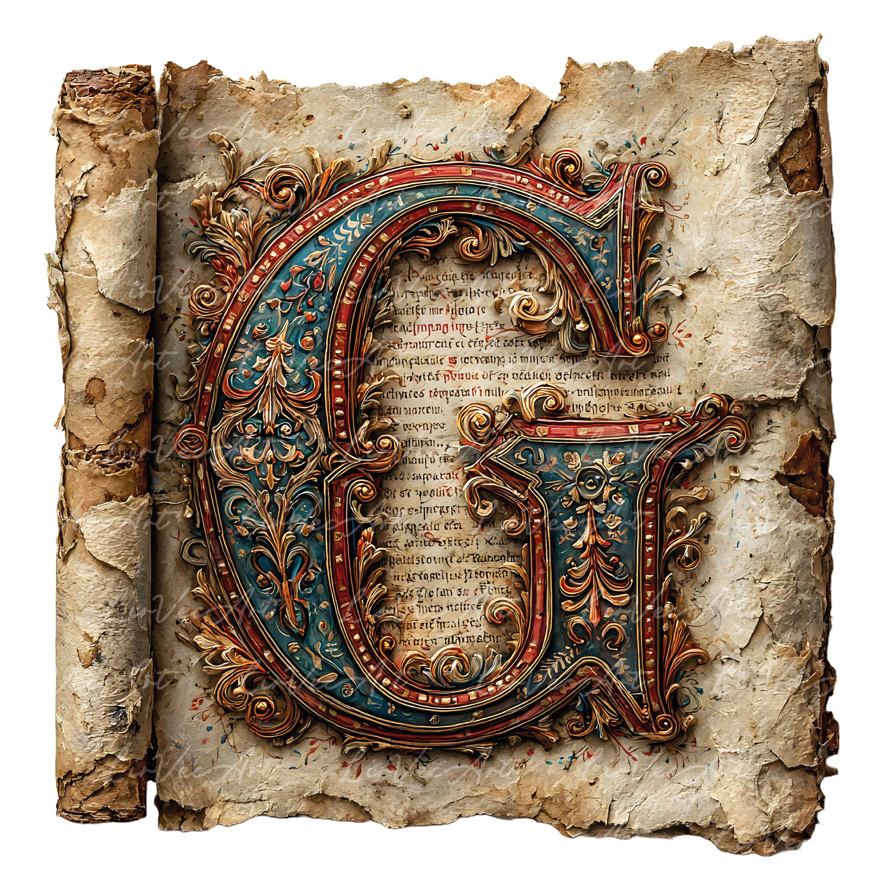 Medieval Scroll Alphabet – 36 Ancient Illuminated Manuscript Scrolls ...