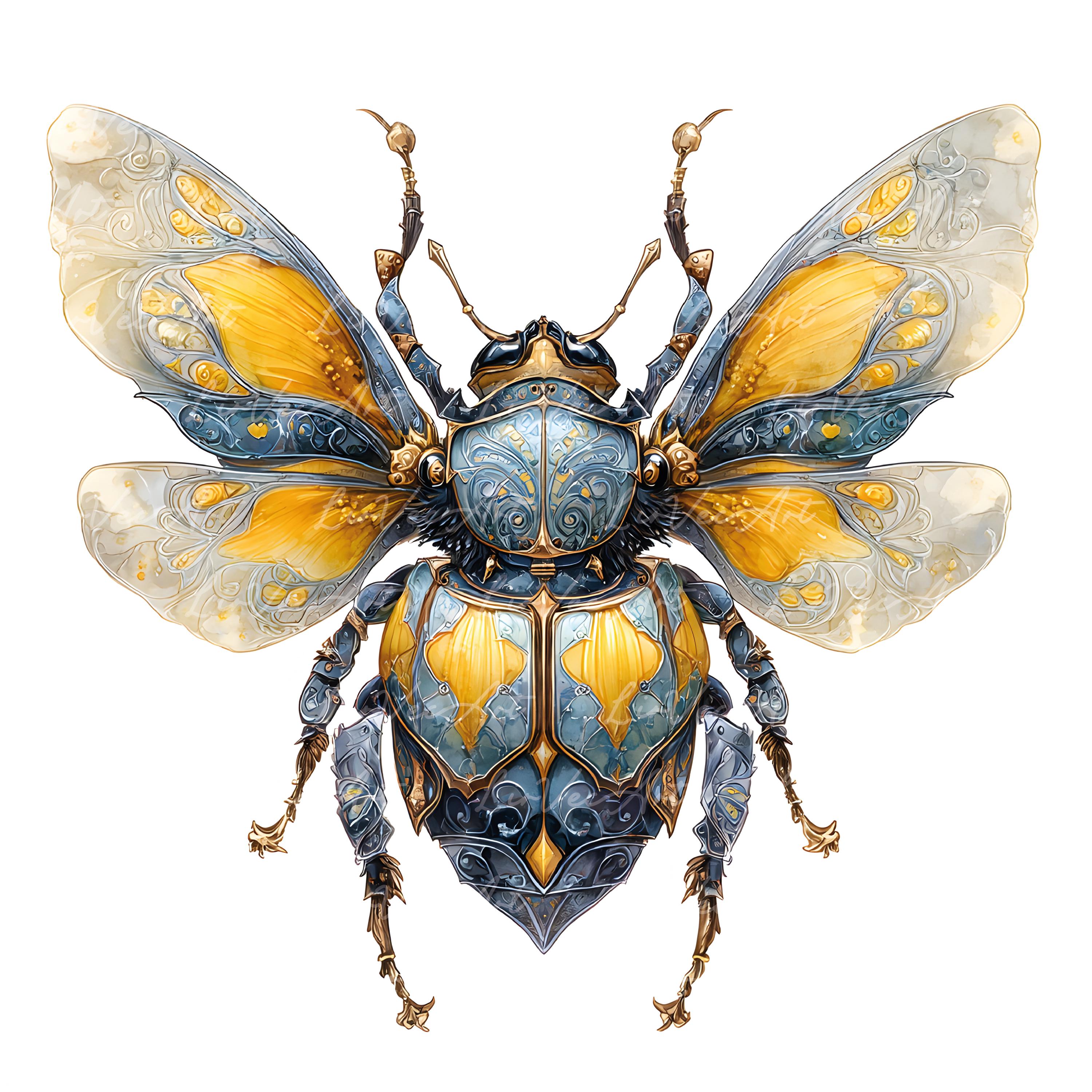 Bee Bumblebee Clipart, 26 Watercolor Insects & Floral Patterns, Ornate ...