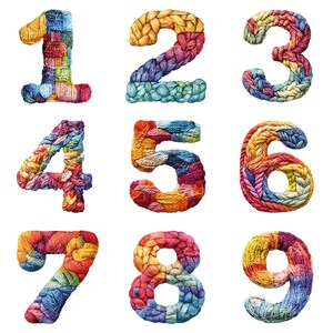 Knitted Alphabet Clipart – Colorful Yarn Letters & Numbers, Cozy Wool ...