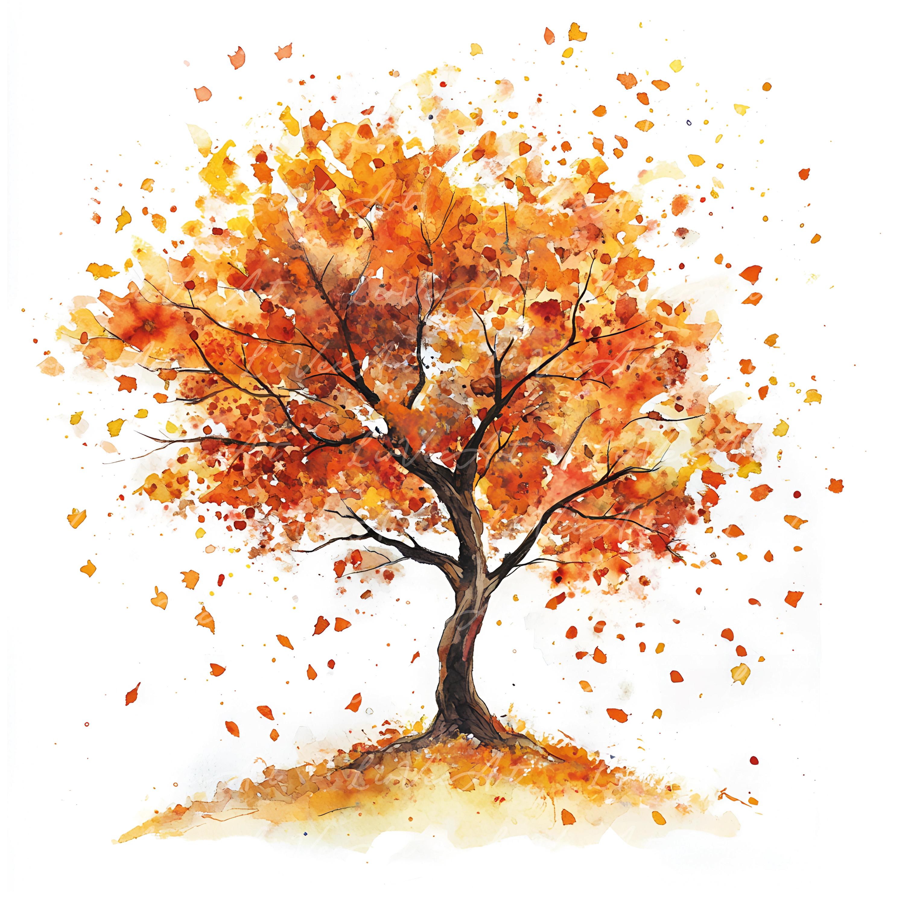 20 Watercolor Trees Clipart – Seasonal Tree Illustrations, Four Seasons ...