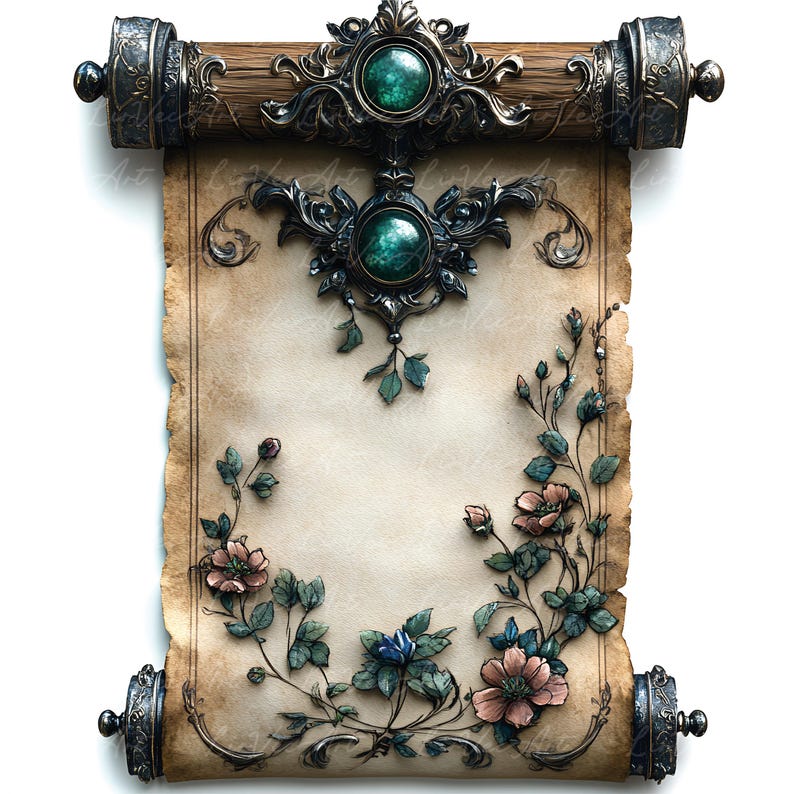 Magical Scroll Clipart Set – 28 Fantasy Vertical Scrolls With Ornate ...