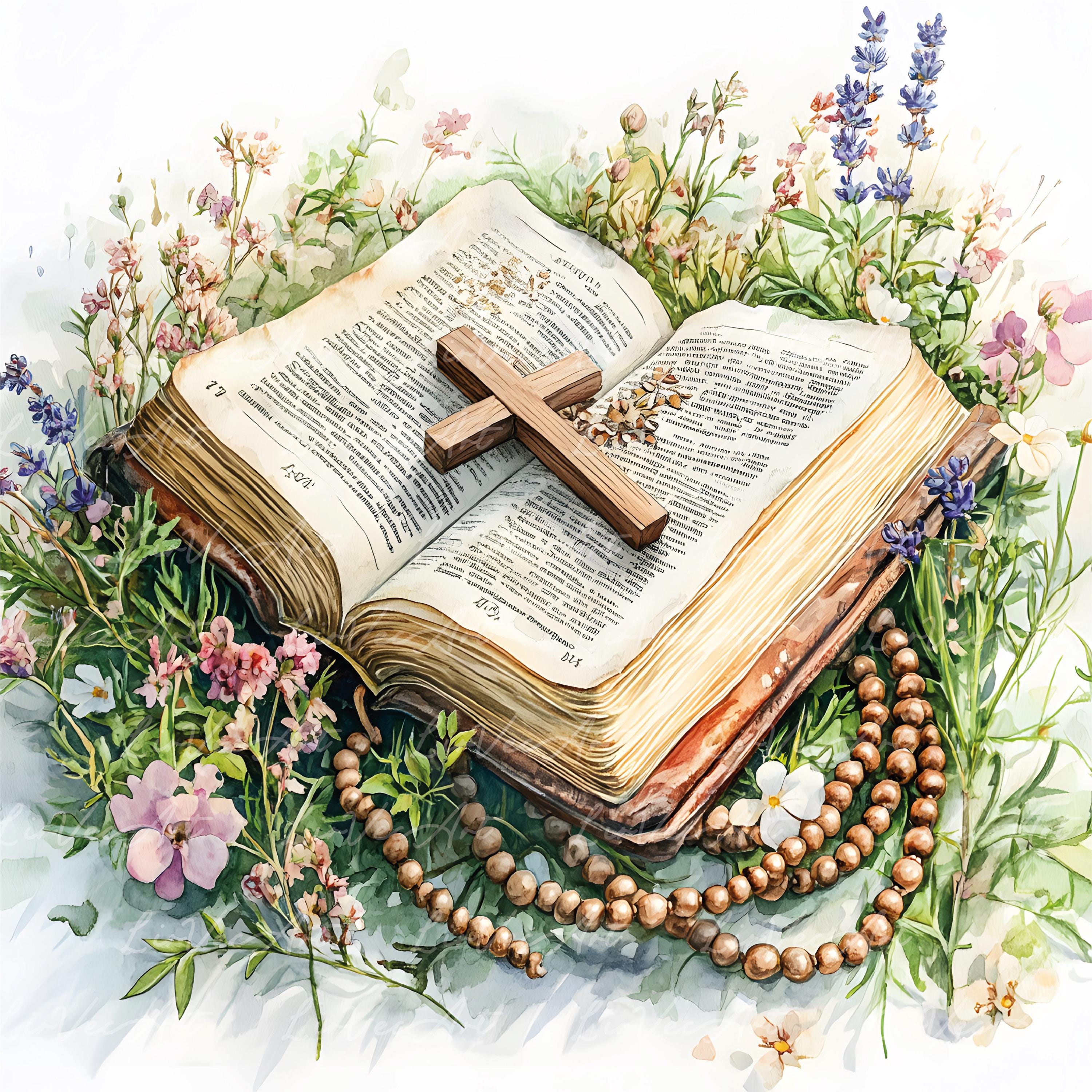 Vintage Bible Watercolor Clipart – 22 Christian Book Illustrations With ...