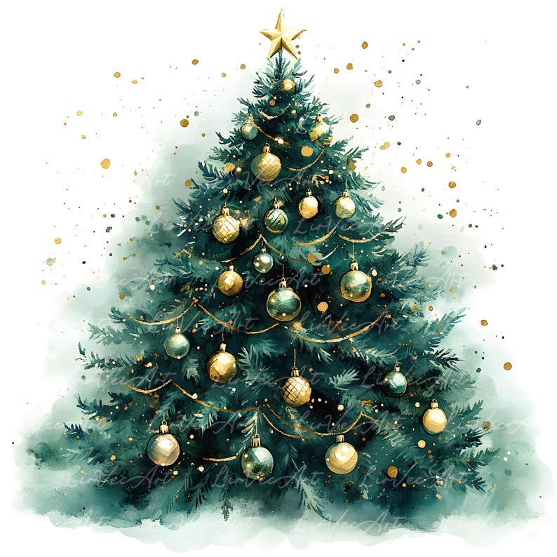 40 Watercolor Christmas Trees Clipart Bundle – Festive Holiday Tree ...