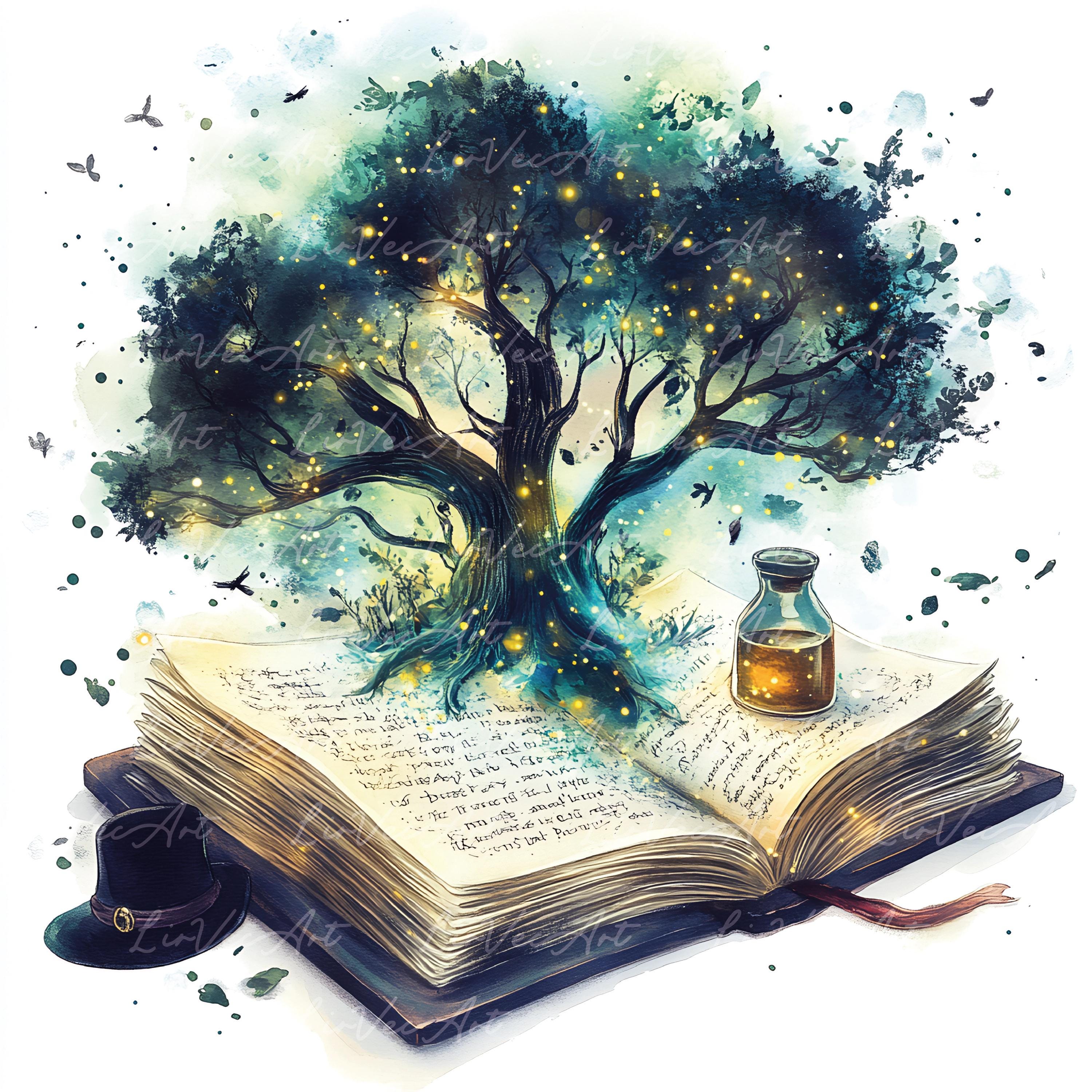 20 Enchanted Fantasy Books – Magical Storybook Clipart, Watercolor Open ...