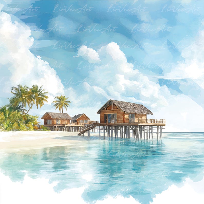 Beach Clipart Bundle – 25 Tropical Watercolor Illustrations, Summer ...