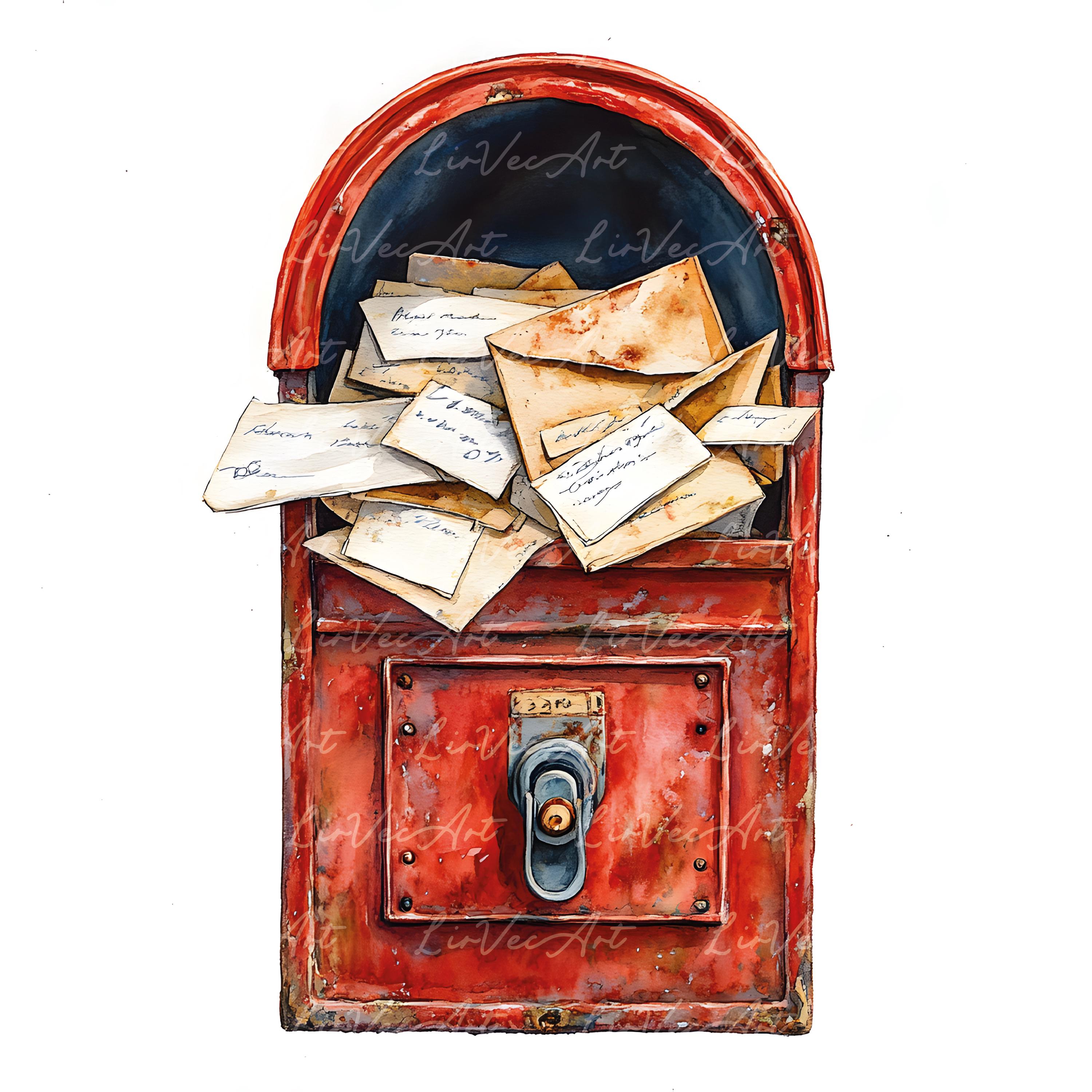 Vintage Watercolor Mailbox Clipart – 50 Rusty Old Post Boxes, Mail ...