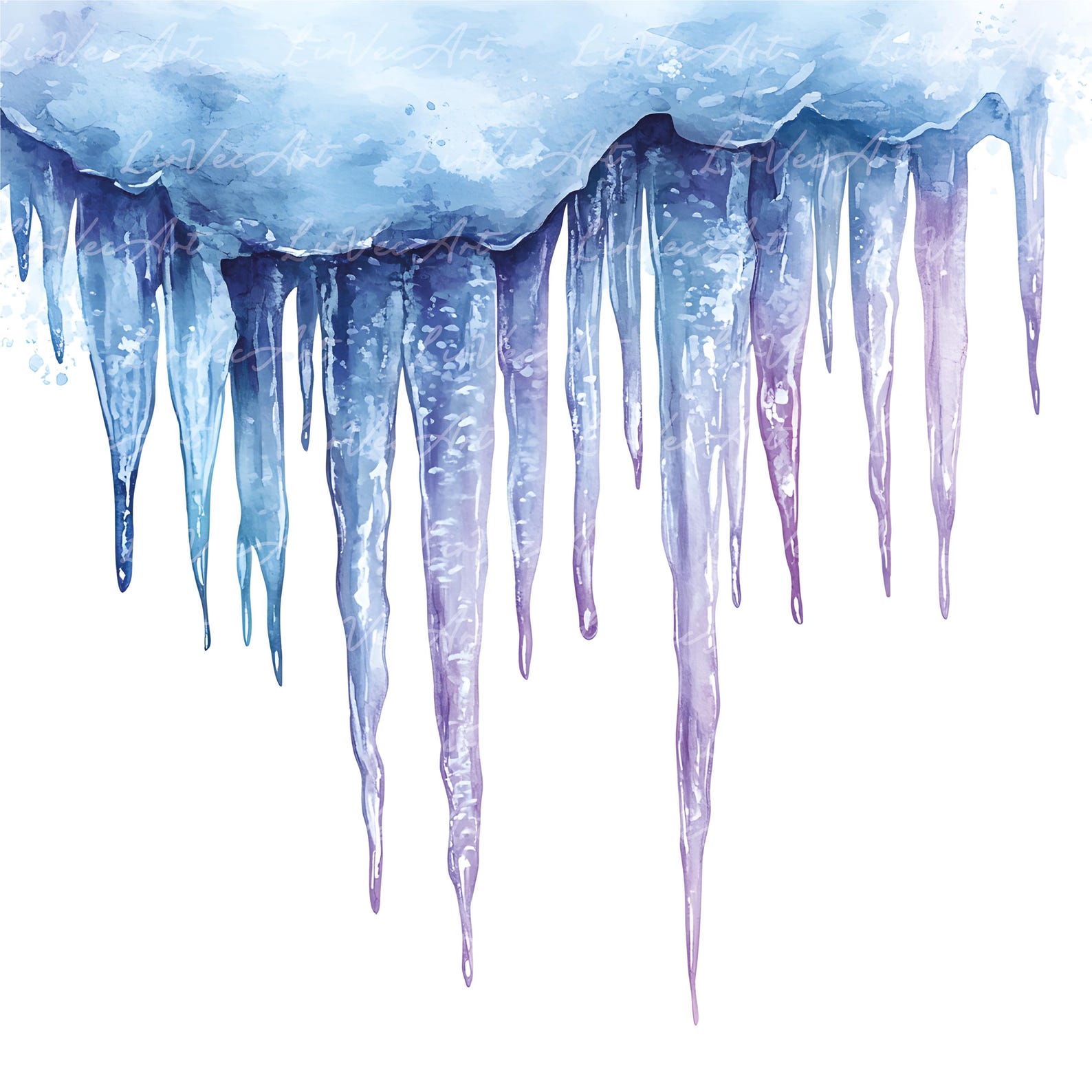 Watercolor Icicles Clipart Set – 45 Winter Frozen Roof, Snowy Branch ...
