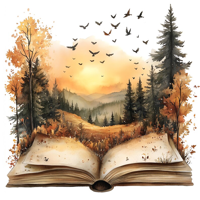 Enchanted Storybook Clipart, 20 Watercolor Open Book Illustrations With ...