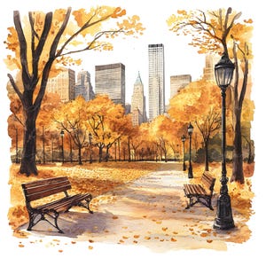 Autumn in New York Digital Art Prints – 31 Fall City Scenes With Yellow ...