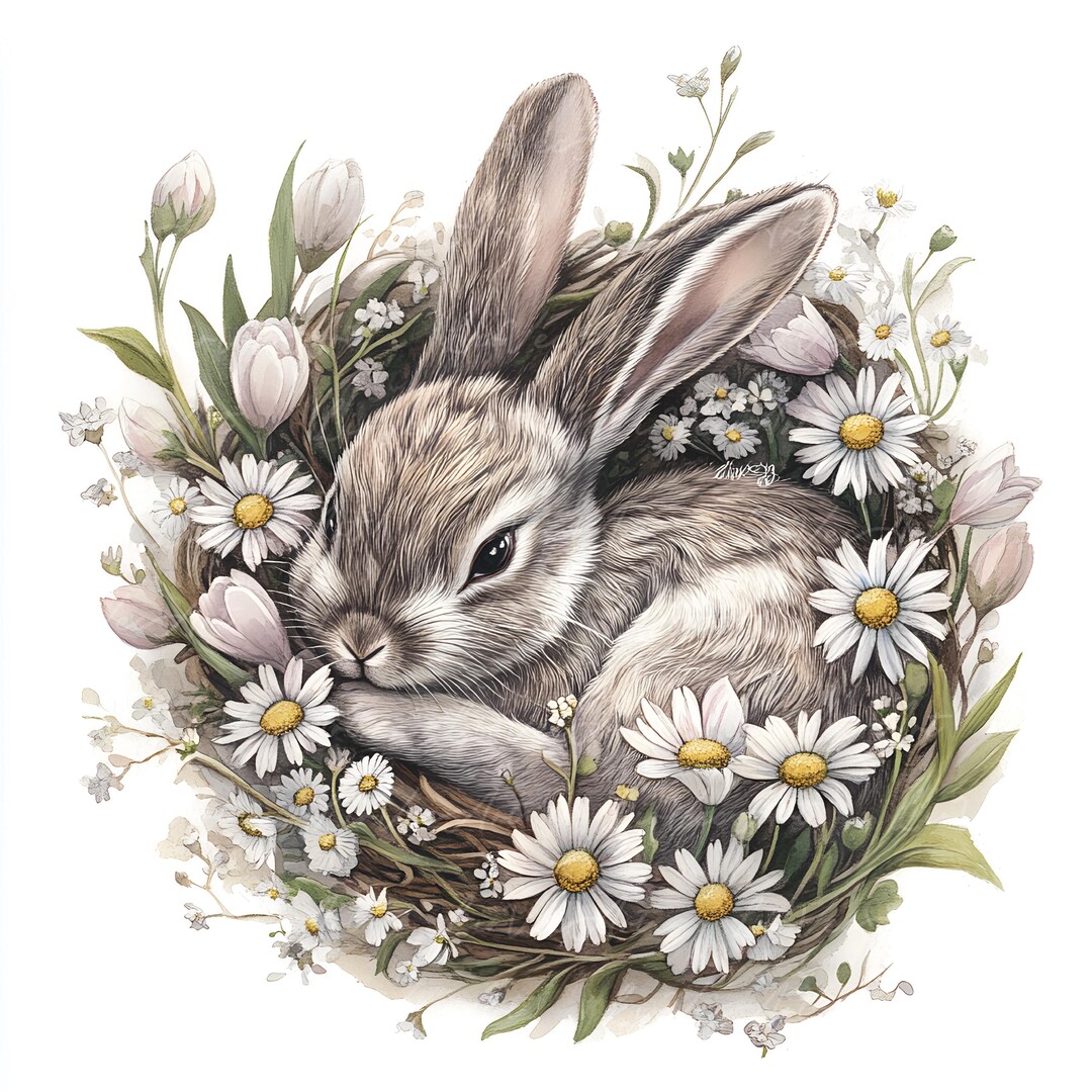 22 Watercolor Easter Bunny Clipart Set, Cute Rabbit Illustrations With ...