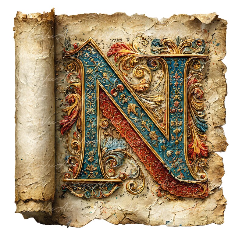 Medieval Scroll Alphabet – 36 Ancient Illuminated Manuscript Scrolls ...