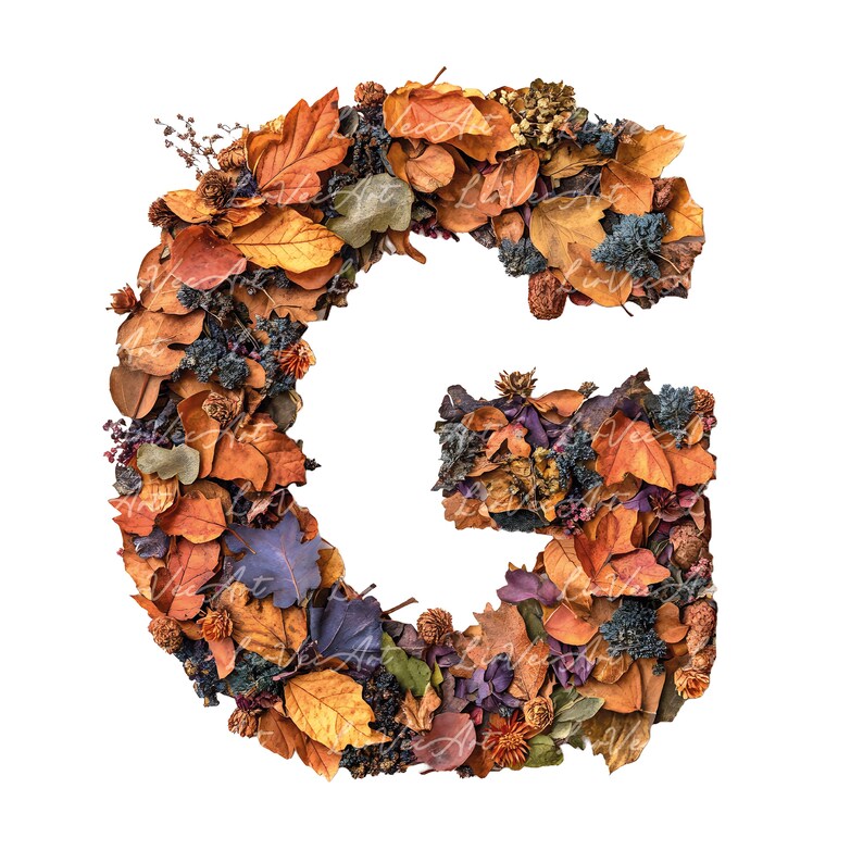 36 Autumn Alphabet & Numbers Clipart Set – Fall Leaves Floral Font ...