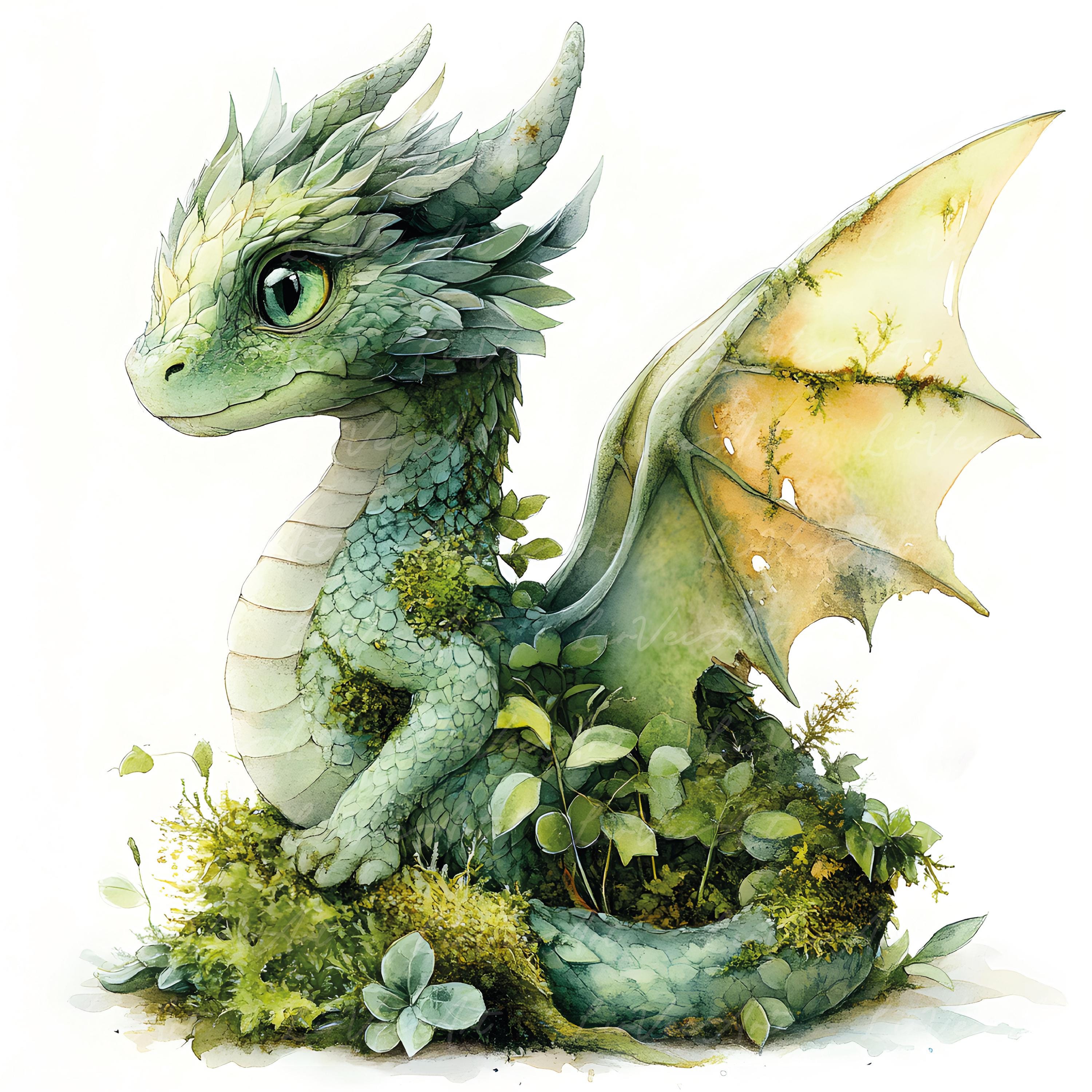 Watercolor Dragons Clipart Set – 21 Fantasy Dragon Illustrations ...