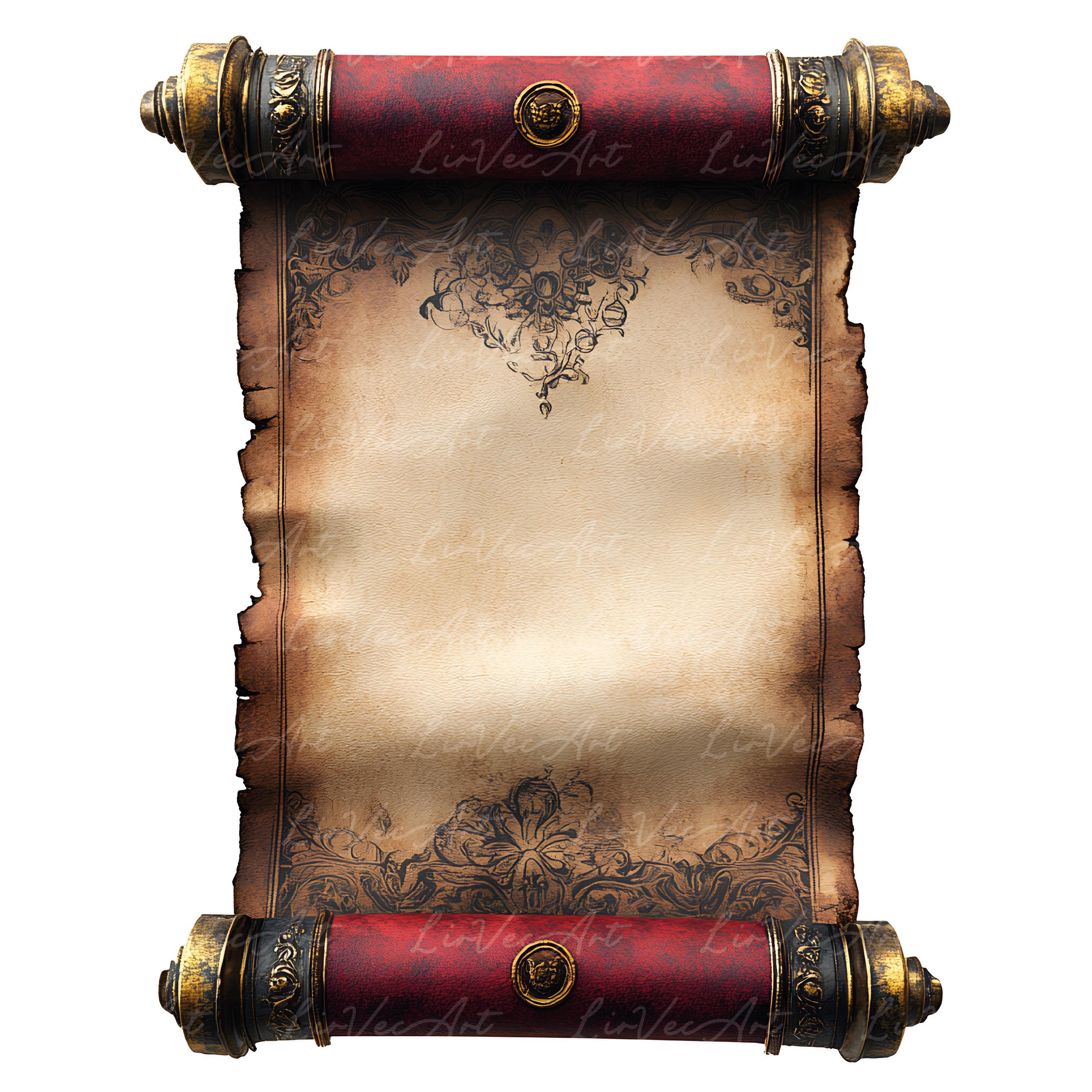 Magical Scroll Clipart Set – 28 Fantasy Vertical Scrolls With Ornate ...