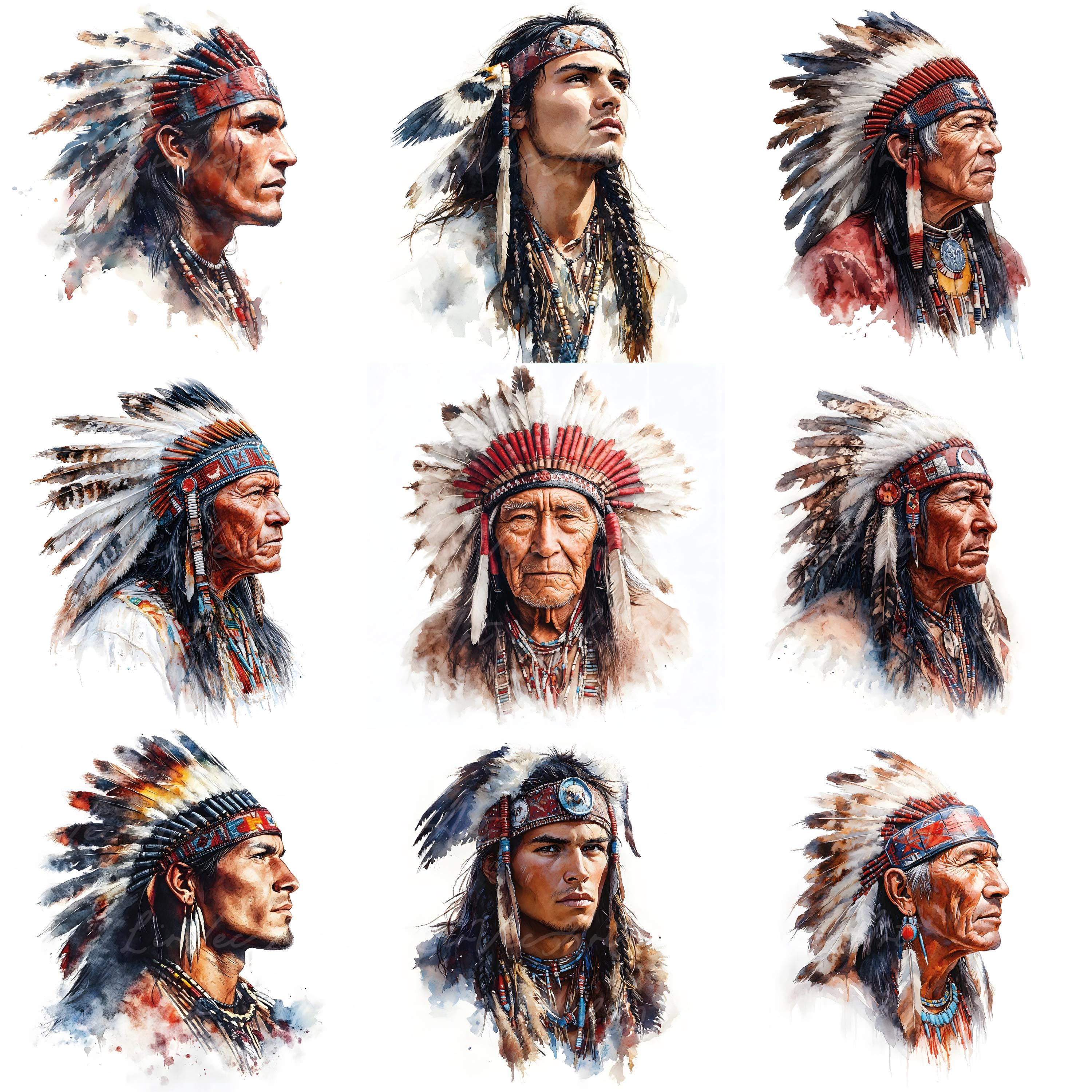 28 Realistic Watercolor Portraits of Native American Chiefs and ...