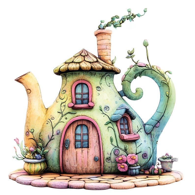 26 Whimsical Fantasy House Cliparts – Quirky Watercolor Cottages ...