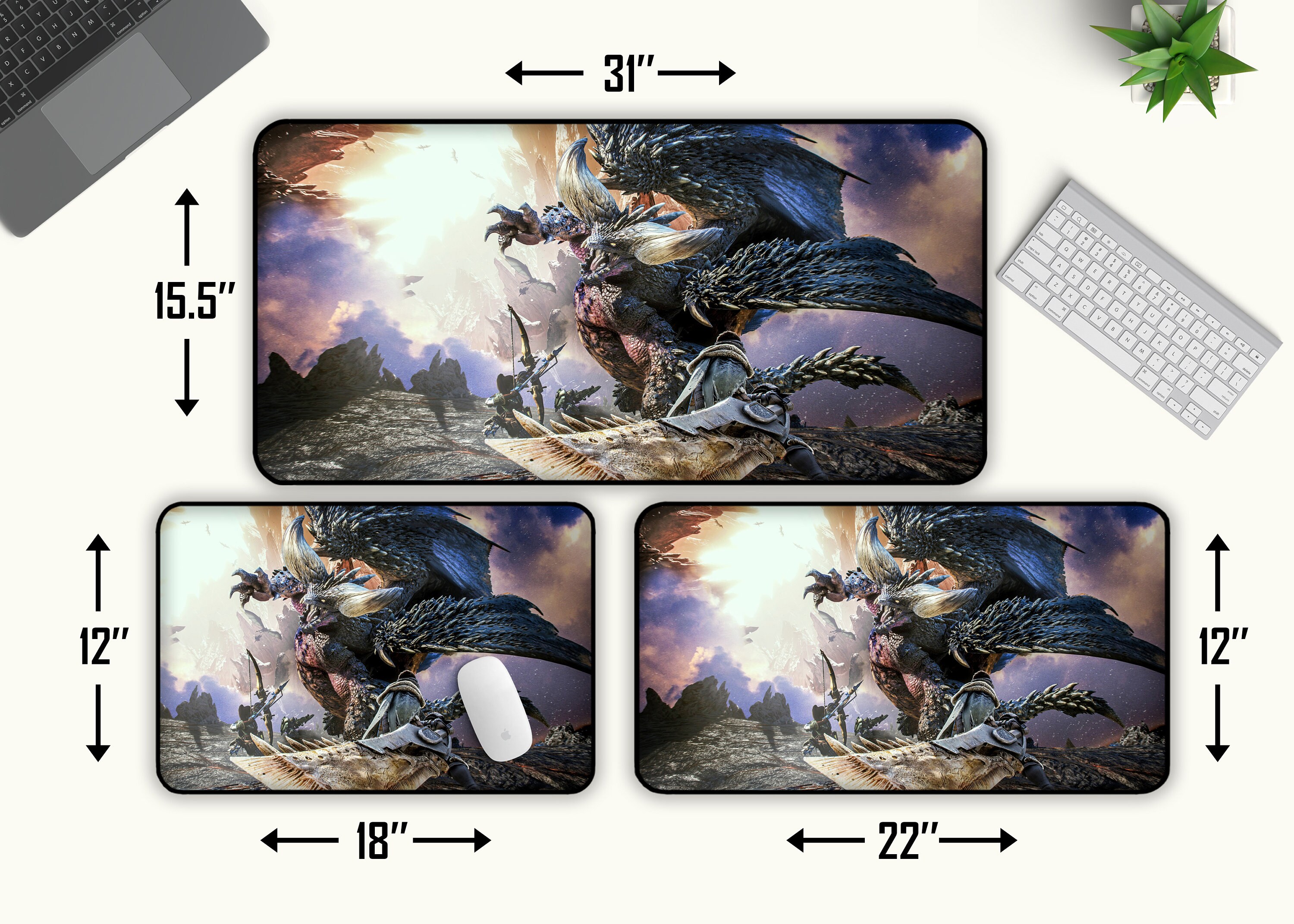 MHW Gaming Desk Mat XL, Monster Hunter Mouse Pad, Deskmat Gaming ...