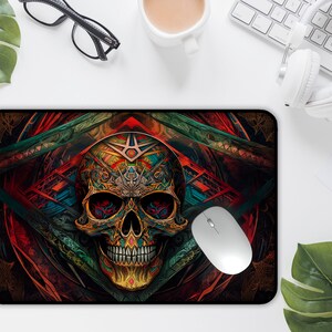 Gothic Skull Desk Mat Dark, Goth Extra Large Mousepad, Geometric ...