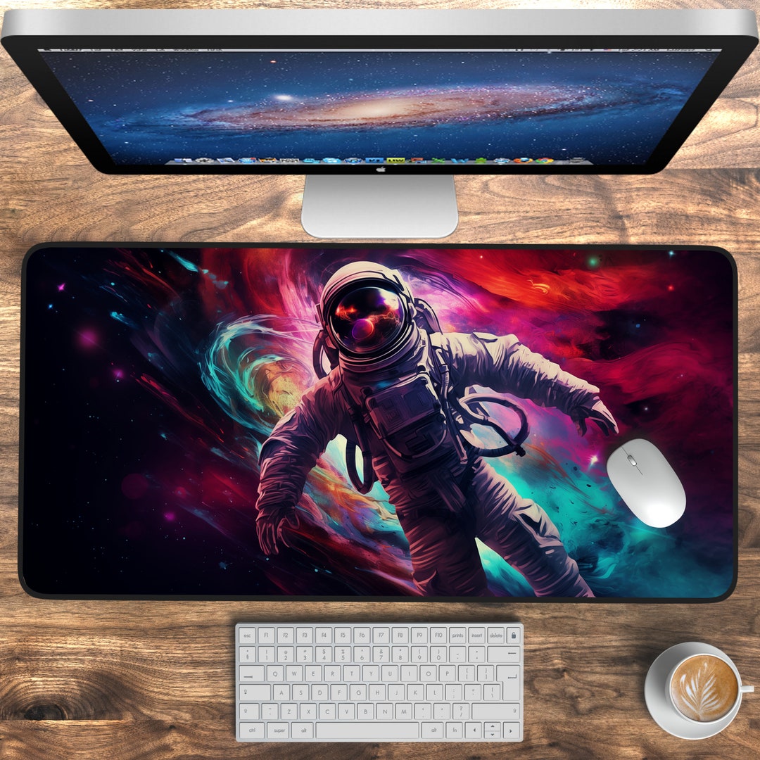 Astronaut Desk Mat, Vibrant Colors, Cosmic Adventure, Galaxy Strange ...