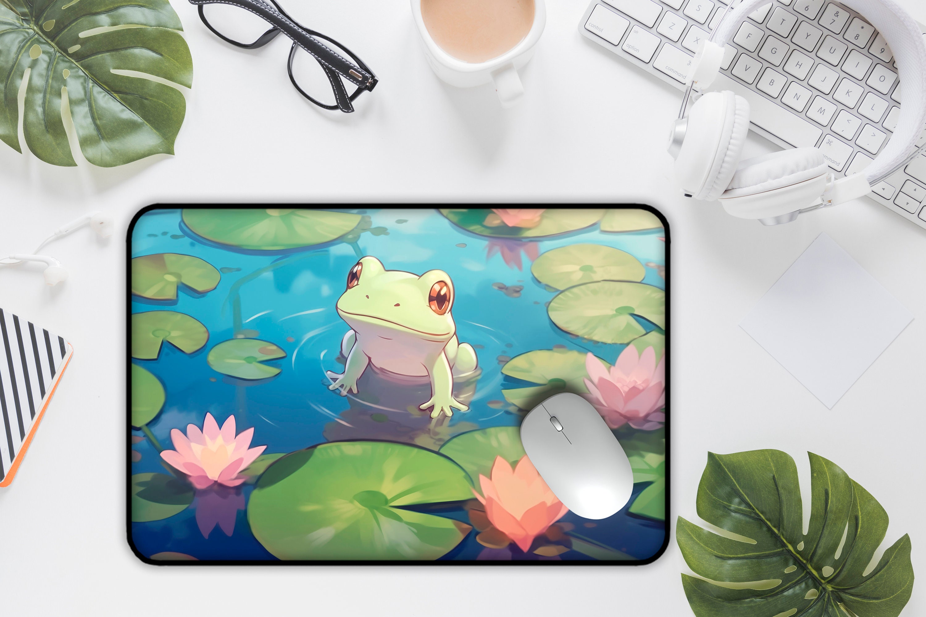 Lofi Desk Mat, Cute Frog Deskpad, Cute Desk Accessories, Kawaii Gaming ...